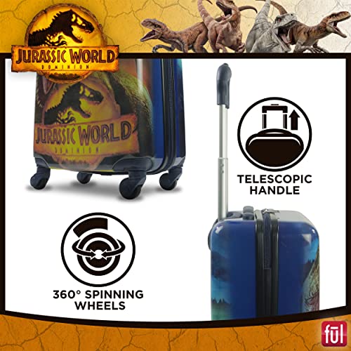 FUL Jurassic World Dominion 21 Inch Kids Rolling Luggage, Hardshell Carry On Suitcase with Wheels, Multi (JPBL0001SAMEC-634)