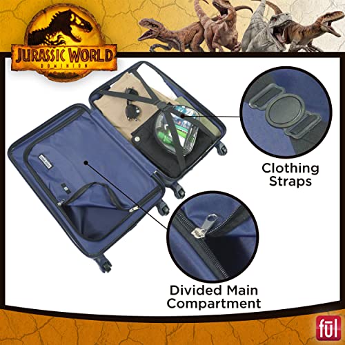 FUL Jurassic World Dominion 21 Inch Kids Rolling Luggage, Hardshell Carry On Suitcase with Wheels, Multi (JPBL0001SAMEC-634)