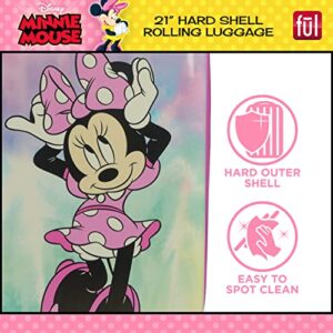 FUL Disney Minnie Mouse 21 Inch Kids Rolling Luggage, Hardshell Carry On Suitcase with Wheels, Pink