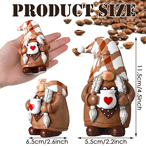 2 Pack Coffee Gnomes Coffee Bar Decor Accessories Christmas Swedish Tomte Gnomes Resin Gnome Figurines Tiered Tray Collectible Tabletop Kitchen Decorations for Home Kitchen Farmhouse Office