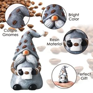 2 Pack Coffee Gnomes Coffee Bar Decor Accessories Christmas Swedish Tomte Gnomes Resin Gnome Figurines Tiered Tray Collectible Tabletop Kitchen Decorations for Home Kitchen Farmhouse Office