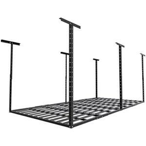 sunsgrove 4x8 overhead garage storage rack, 750lbs weight capacity adjustable ceiling mounted storage racks heavy duty, hanging garage storage, 48 in. w x 96 in. l x (22-40 ceiling dropdown), black