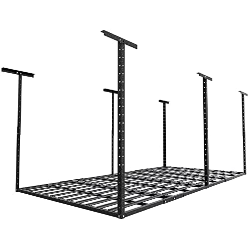 SunsGrove 4x8 Overhead Garage Storage Rack, 750LBS Weight Capacity Adjustable Ceiling Mounted Storage Racks Heavy Duty, Hanging Garage Storage, 48 in. W x 96 in. L x (22-40 Ceiling Dropdown), Black