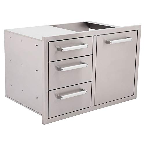 WHISTLER 32-Inch Stainless Steel Triple Drawer & Double Trash Can Drawer Combo