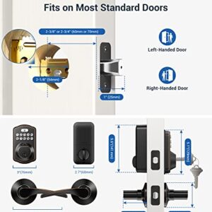 Veise Fingerprint Door Lock with 2 Lever Handles - Keyless Entry Door Lock, Electronic Keypad Deadbolt & Front Door Lock Handle Sets, Auto Lock & 1 Touch Locking, Easy Installation, Oil Rubbed Bronze