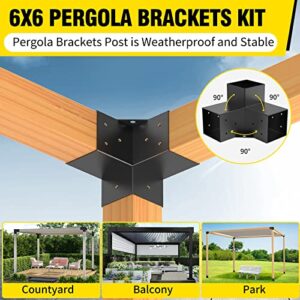 Woodworks Pergola pergola Brackets 3-Way Right Angle Corner Bracket DIY Elevated Wood Stand 4PACK with Screws for 6x6 (Actual: 5.5x5.5 Inch) Lumber Pergola Gazebo