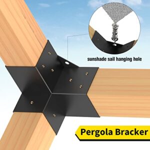 Woodworks Pergola pergola Brackets 3-Way Right Angle Corner Bracket DIY Elevated Wood Stand 4PACK with Screws for 6x6 (Actual: 5.5x5.5 Inch) Lumber Pergola Gazebo