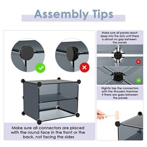 UNZIPE Shoe Rack Cabinet, 6 Tier Shoe Storage Organizer for Entryway 24 Pair Plastic Shoe Shelves DIY Freestanding Shoe Tower Rack for Closet Bedroom Hallway, Portable Storage Cubes with Doors,Grey