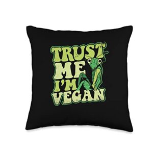 praying mantis gifts & accessories trust me i'm vegan-insects entomology praying mantis throw pillow, 16x16, multicolor