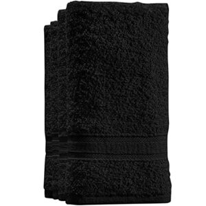 cotton fingertip towels set - 4 pack black highly absorbent, soft feel fingertip towels 11"x17"