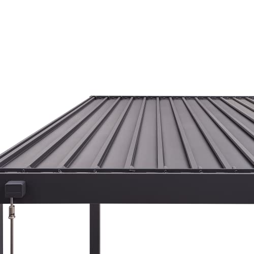 Gardesol Louvered Aluminum Pergola 10×13 FT Hardtop Rainproof Gazebo with Adjustable Roof for Outdoor Deck Patio Garden Yard (Matte Black)