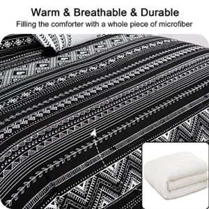 Black Aztec Comforter Set Queen,Boho 7 Pieces Bed in a Bag Comforter Bohemian Bedding Set Soft Microfiber Queen Size(1 Comforter,2 Pillowcases,2 Pillow Shams,1 Flat Sheet,1 Fitted Sheet)