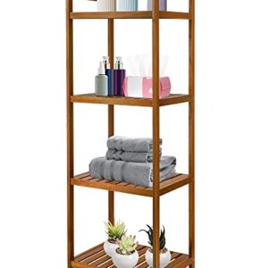 Utoplike Teak Wood Bathroom Shelf Organizer Stand, Standing Shelves Shower Caddy Units, Freestanding 4 Tier Bath Storage for Floor, Kitchen, Office