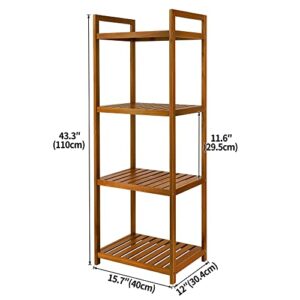 Utoplike Teak Wood Bathroom Shelf Organizer Stand, Standing Shelves Shower Caddy Units, Freestanding 4 Tier Bath Storage for Floor, Kitchen, Office