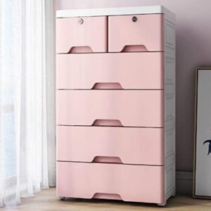 LOYALHEARTDY 5 Layer Drawer Storage Cabinet,Plastic Storage Drawers,6 Drawer Plastic Dresser Storage Tower Closet Organizer Unit for Home Office Bedroom,19.7’’Wx13.8’’Dx40’’H(pink)