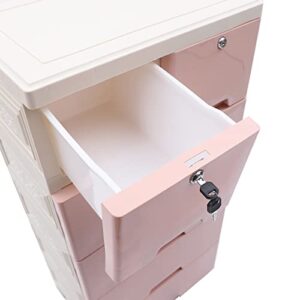 LOYALHEARTDY 5 Layer Drawer Storage Cabinet,Plastic Storage Drawers,6 Drawer Plastic Dresser Storage Tower Closet Organizer Unit for Home Office Bedroom,19.7’’Wx13.8’’Dx40’’H(pink)