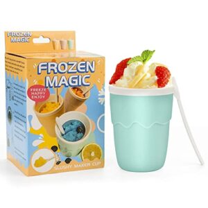 slushie maker cup, magic quick frozen smoothies cup, aluminum cooling cup double layer squeeze cup slushy maker, homemade ice cream maker diy it for children and family