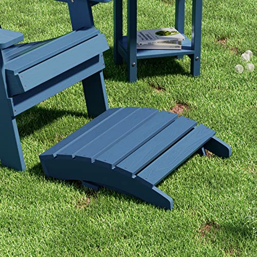 MXIMU Folding Adirondack Ottoman, Plastic Adirondack Footstool, Premium All Weather Ottoman for Adirondack Chairs, Wide Use in Backyard, Garden, Lawn, Porch, Poolside (Navy)