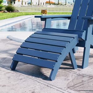 MXIMU Folding Adirondack Ottoman, Plastic Adirondack Footstool, Premium All Weather Ottoman for Adirondack Chairs, Wide Use in Backyard, Garden, Lawn, Porch, Poolside (Navy)