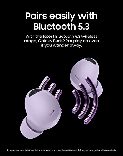 SAMSUNG Galaxy Buds 2 Pro True Wireless Bluetooth Earbuds w/ Noise Cancelling, Hi-Fi Sound, 360 Audio, Comfort Ear Fit, HD Voice, Conversation Mode, IPX7 Water Resistant, US Version, White (Pack of 1)