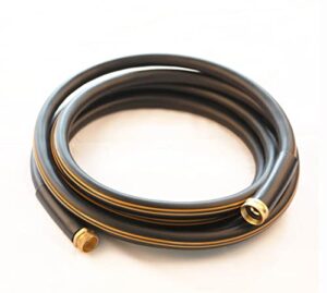 atlantic heavy duty garden hose 5/8 inch x 15 foot black color, short connection leader hose with male-female connectors (15 ft)