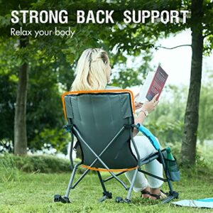 PORTAL Rocking Camping Chair Folding Portable Rocker Outdoor with Cup Holder for Patio, Lawn, Camp, RV, Support 300 lbs