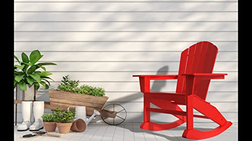 RESINTEAK Pacific Adirondack Rocking Chair, All Weather Resistant, Ergonomic Design and Comfort, 20 Inch Wide Seat, up to 350 lb Big and Tall Porch Rockers for Backyards, Firepit, Deck (Red)