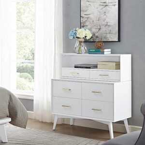 Classic Brands Canton 4 Drawer Wood Dress with 2 Drawer Top Storage Hutch, White