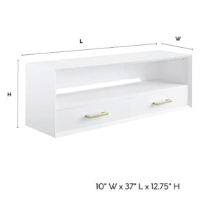 Classic Brands Canton 4 Drawer Wood Dress with 2 Drawer Top Storage Hutch, White