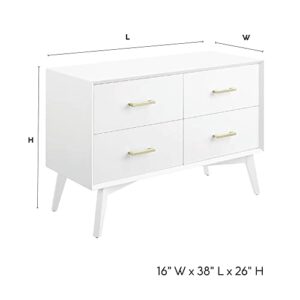 Classic Brands Canton 4 Drawer Wood Dress with 2 Drawer Top Storage Hutch, White