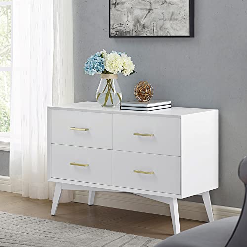 Classic Brands Canton 4 Drawer Wood Dress with 2 Drawer Top Storage Hutch, White