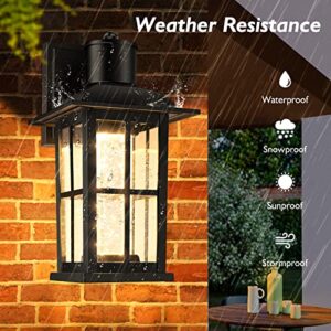 2-Pack LED Outdoor Wall Sconce Black Modern Porch Light with Crystal Bubble Glass, Exterior Waterproof Wall Mounted Light Fixtures, 10W 3000K 100% Aluminum Wall Lights for Garage Doorway Patio Balcony