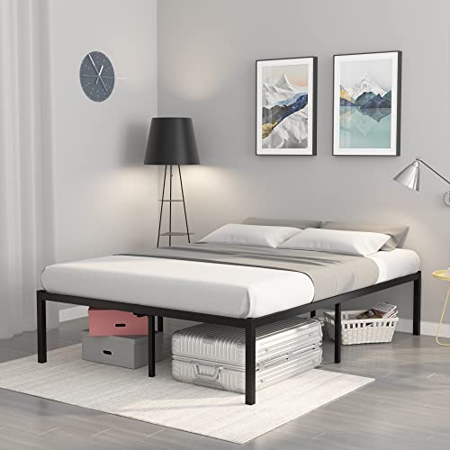 Weehom King Bed Frame 14 Inch Metal Platform Bed Frames No Box Spring Needed, Mattress Foundation, Heavy Duty Steel Slat Support, Large Underbed Storage Space, Easy Assembly, Black