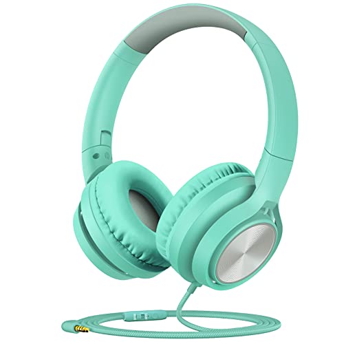 Kids Headphones with Microphone, Wired Headsets for Kid Child Teens Boys Girls with 85dB/94dB Volume Limit, Foldable Adjustable for School, Travel, 3.5mm Audio Jack for iPad, Tablet, PC, Chromebook