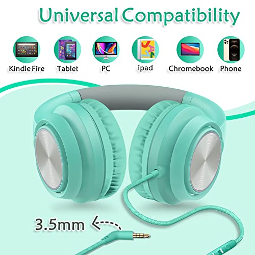 Kids Headphones with Microphone, Wired Headsets for Kid Child Teens Boys Girls with 85dB/94dB Volume Limit, Foldable Adjustable for School, Travel, 3.5mm Audio Jack for iPad, Tablet, PC, Chromebook