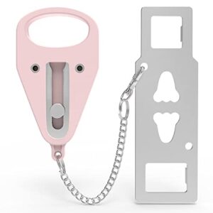 portable door lock pink (2 size) home security door locker apartment door security device travel door defender locks for additional privacy and safety in hotel,bedrooms and dorms(1 pack pink)