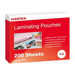 hartwii 5mil laminating pouches 200sheets variety pack laminating sheets letter, photo, card, notecard, id badge and business card dry-erase friendly sheets crystal clear laminated finish