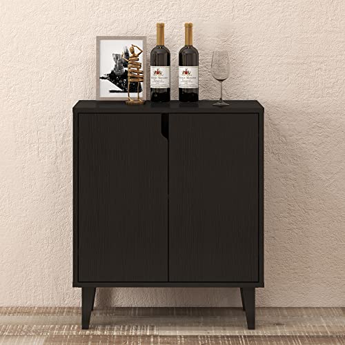 Panana 2 Door Kitchen Buffet Storage Cabinet Accent Console Table for Kitchen Dining Living Room Hallway Office (Black)