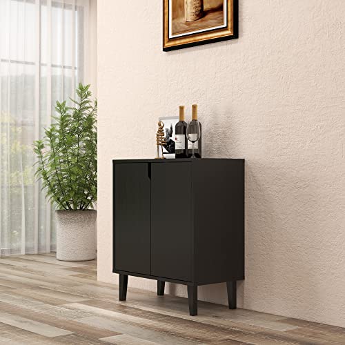 Panana 2 Door Kitchen Buffet Storage Cabinet Accent Console Table for Kitchen Dining Living Room Hallway Office (Black)