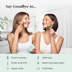 PLANTIFIQUE Gua Sha Facial Tools - GuaSha Massage Tool - Jawline Sculptor - GuaSha Tool for Face - Face Sculpting Tool for Your Skincare Routine - Jade Gua Sha