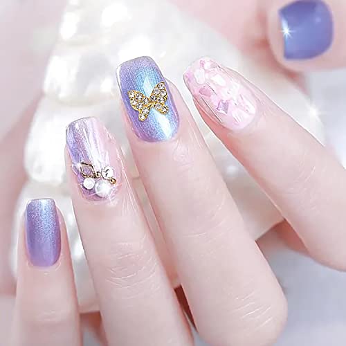 SILPECWEE 30pcs Butterfly Nail Charms Butterfly for Nails Design ab Nail Rhinestone Glass Crystal Nail Peals Alloy Nail Jewelry 3d Nail Decoration Nail Art Accessories