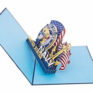 Aitpop 3D half-Handcrafted Patriotic Pop Up Navy Greeting Thank You Card with thick stikers - Perfect for Retirement, 4th of July ,for Birthday, for Valentine's Day, for Mothers Day, Spring, Fathers Day, Graduation, Wedding, Anniversary