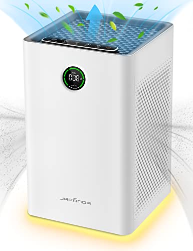 Jafända Air Purifiers for Allergies Home Large Room 1190ft² H13 True HEPA Filter, Dimmable Night Light and Activated Carbon Remove 99.97% Dust Smoke Odor Pollen Pets Hair Dander,Quiet Sleep Mode 23dB