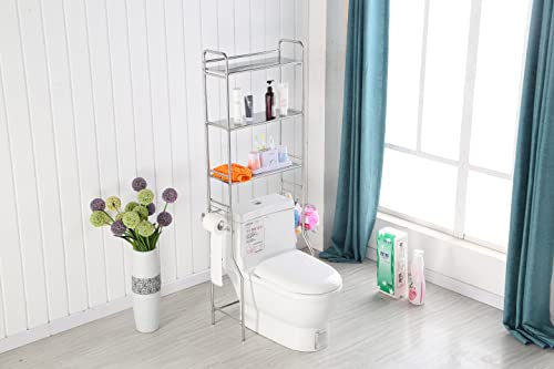 susunnus Over The Toilet Storage 3 Tier,Over The Toilet Shelf,Over Toilet Bathroom Organizer,Over Toilet Shelf,Stainless Steel,Over Washer and Dryer Shelves,Bathroom Shelves Over Toilet