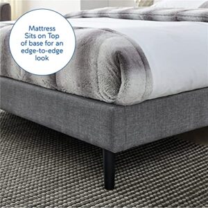 Classic Brands Mornington 2.0 Upholstered Platform Bed | Headboard and Metal Frame with Wood Slat Support, Grey, King