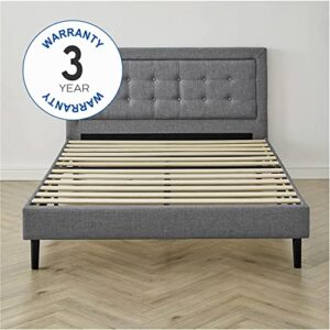 Classic Brands Mornington 2.0 Upholstered Platform Bed | Headboard and Metal Frame with Wood Slat Support, Grey, Queen