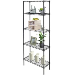 belanitas 5 tier wire shelving unit adjustable storage shelves heavy duty metal shelf steel wire shelving rack, 21" l x 11" w x 59" h,black