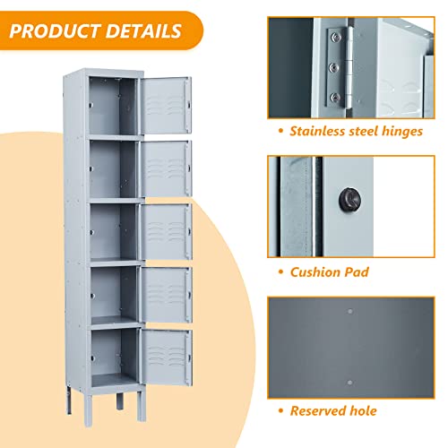 STANI Metal Locker, Metal Lockers for Employees with Lock, Storage Locker with Lock, Storage Locker Cabinet for Home, Tall Steel Storage Locker for Gym, School, Office