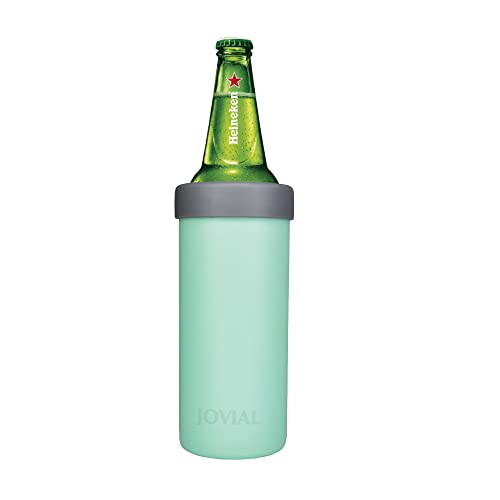 JOVIAL 2-in-1 Stainless Steel Can Cooler Insulated for all 24&25 Oz Cans, Beer Can Cooler,seltzer can coozie, Can insulator,and Work As A Iced Coffee Tumbler With Lid and Straw(Seafoam)