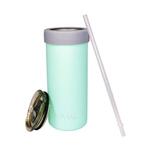 JOVIAL 2-in-1 Stainless Steel Can Cooler Insulated for all 24&25 Oz Cans, Beer Can Cooler,seltzer can coozie, Can insulator,and Work As A Iced Coffee Tumbler With Lid and Straw(Seafoam)